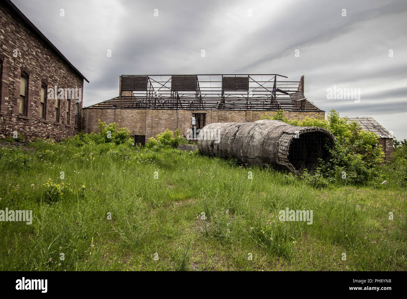 Abandoned buildings at the Quincy copper Mine in Michigan's Upper ...