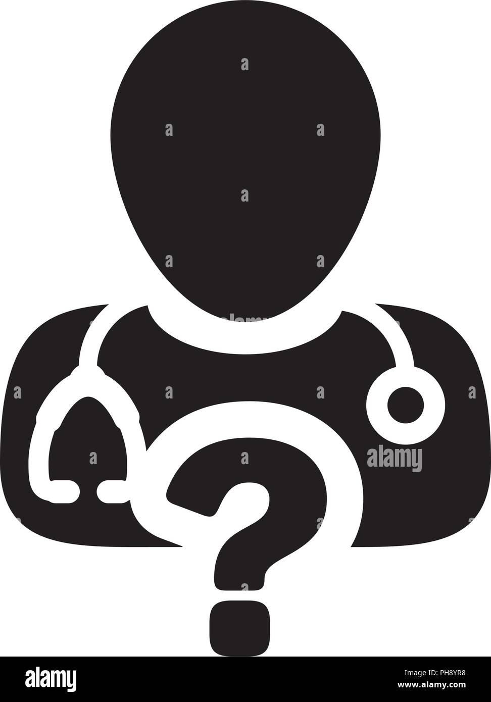 Doctor icon vector male person profile avatar with question symbol for ...