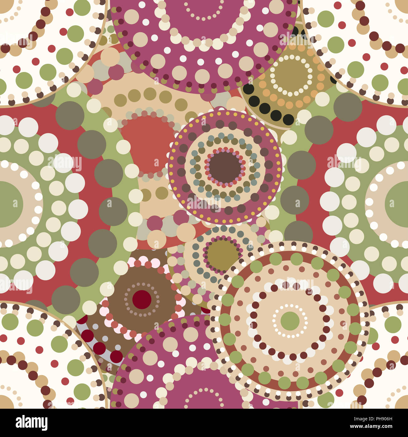Seamless retro pattern with vintage bright colorful painted circ Stock ...