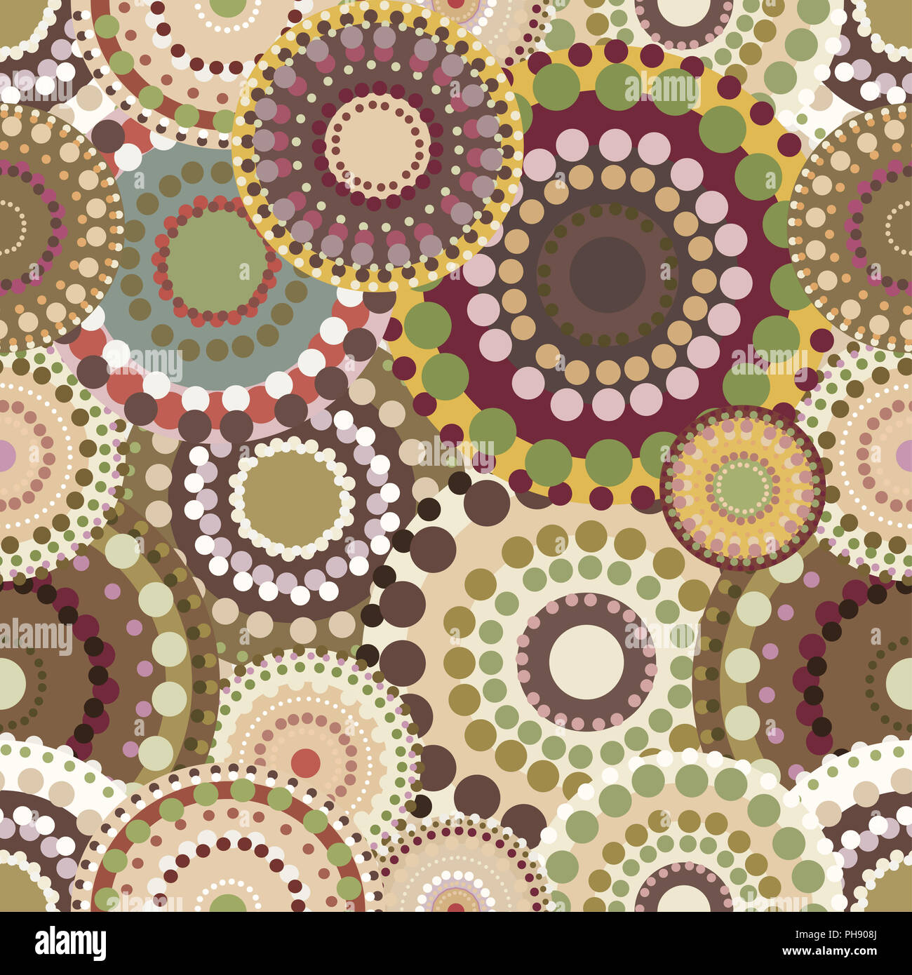 Seamless retro pattern with vintage bright colorful painted circ Stock ...