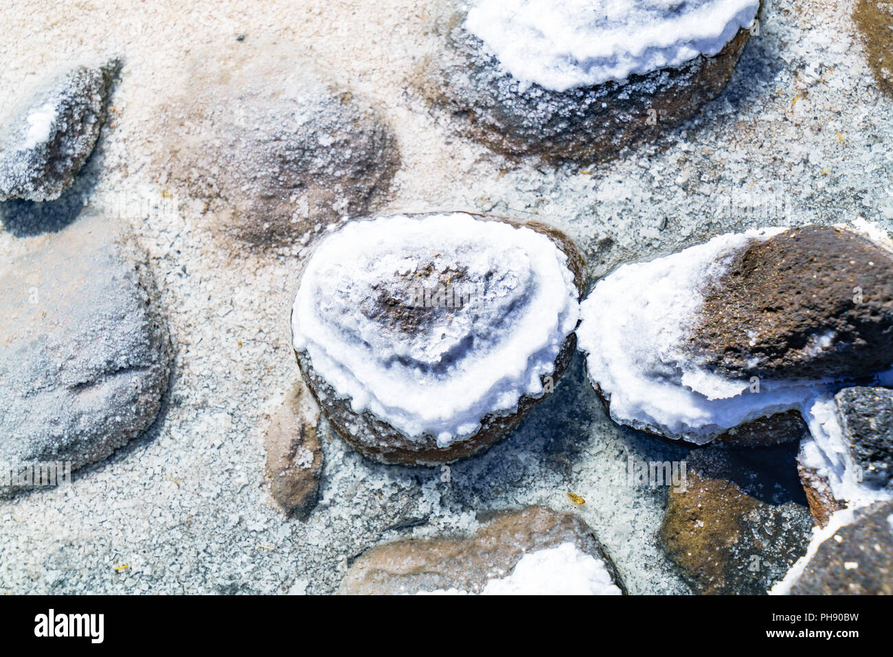Detail of salt precipitated on rocks Stock Photo - Alamy