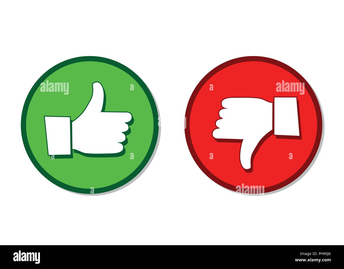 Like and dislike hands label green and red vector illustration EPS10 ...