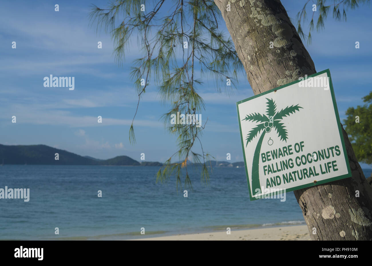 Falling coconuts sign hi-res stock photography and images - Alamy