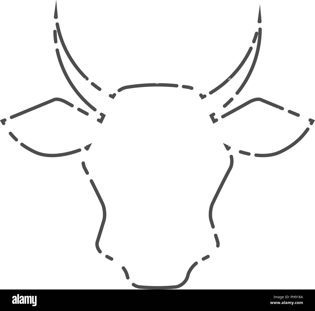 Cow Head Line Drawing