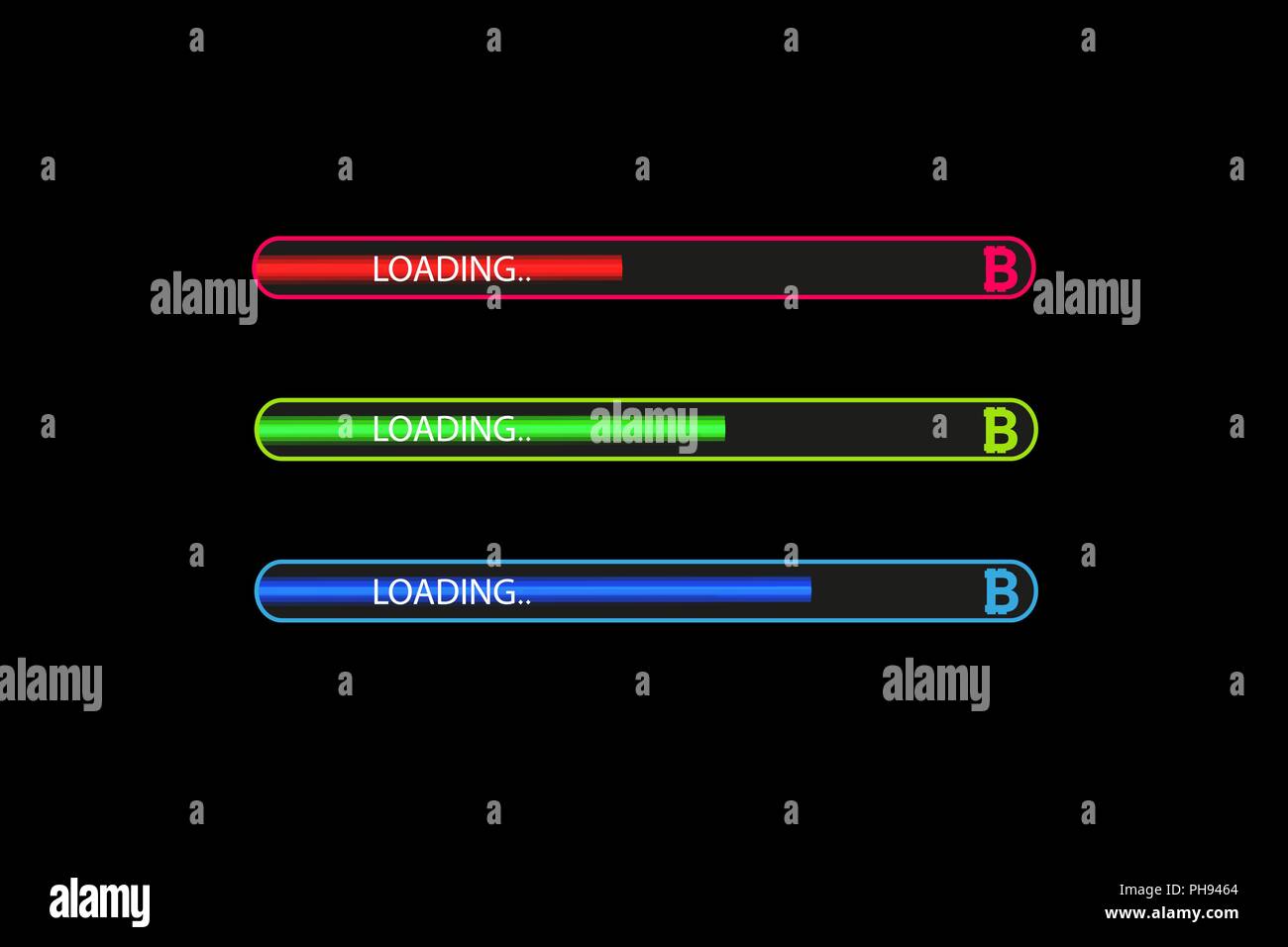 Business concept. Vector illustration. Bitcoin progress loading bar ...