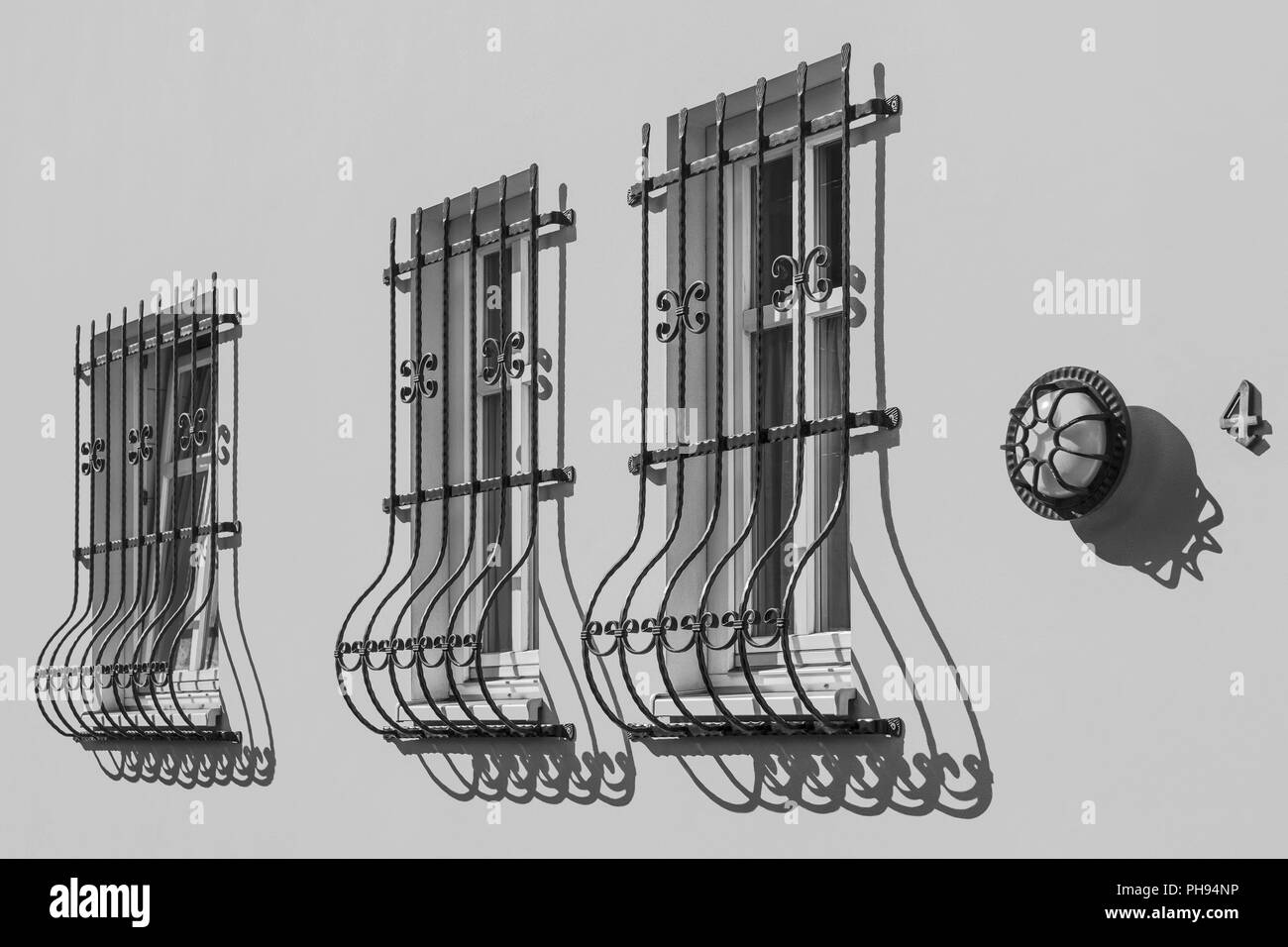 Windows with lamp Stock Photo - Alamy
