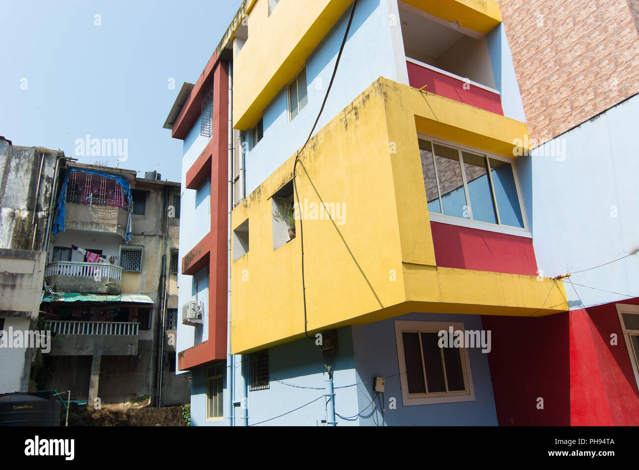 Goa, India - July 8, 2018 - Colorful house on indian street in Canacona ...