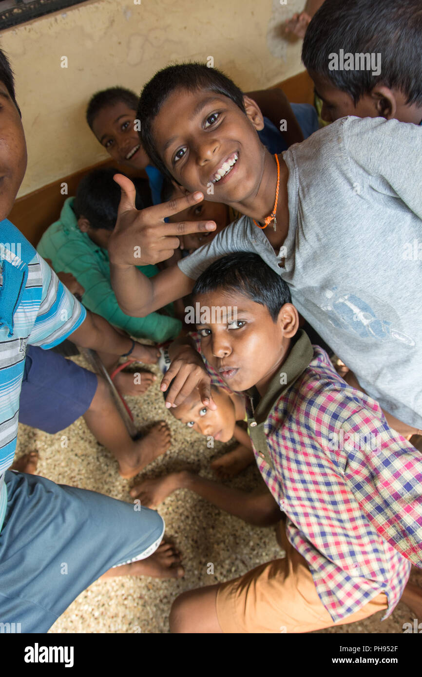 Mumbai, India - July 8, 2018 - Indian kids having fun in front of ...