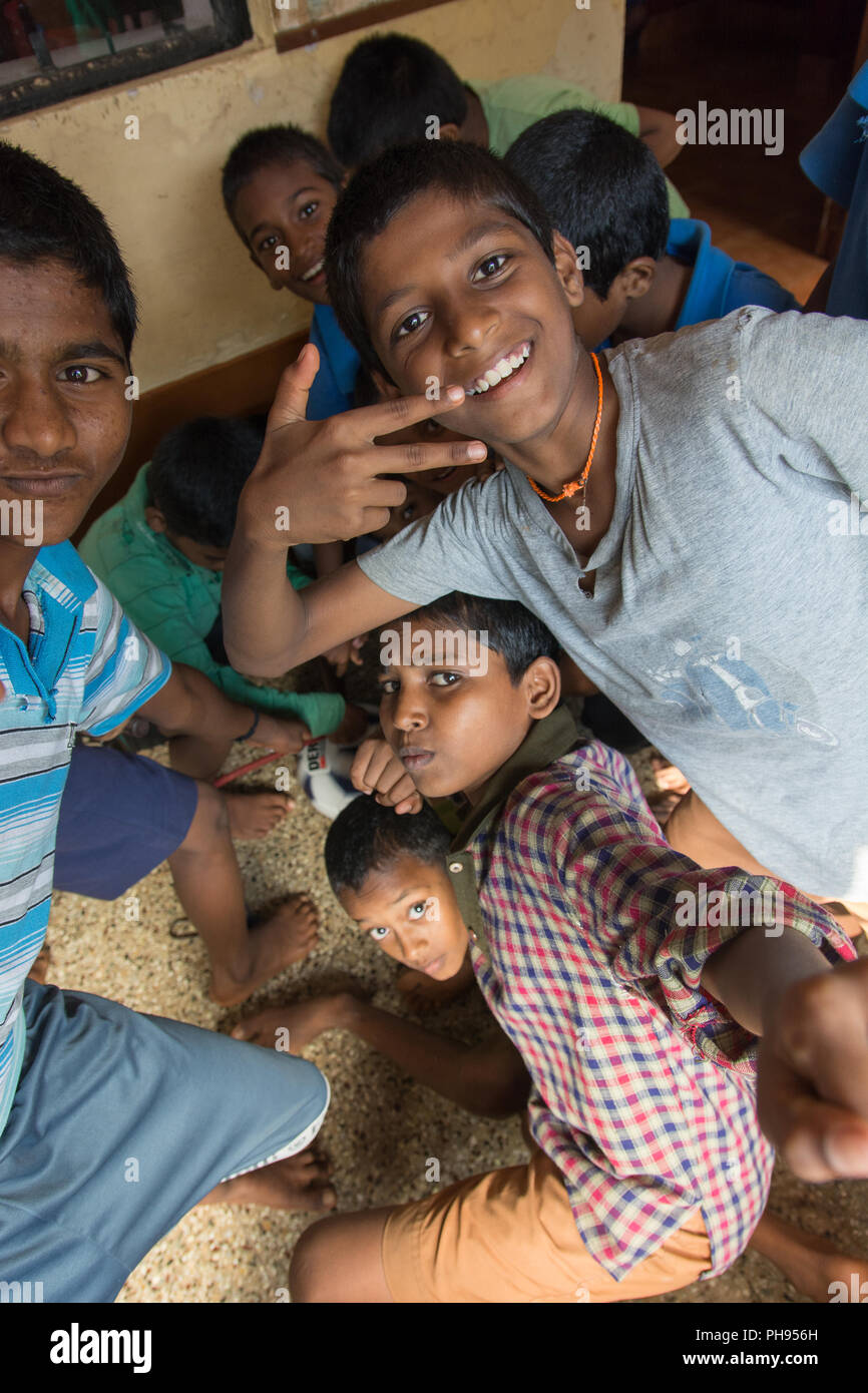 Mumbai, India - July 8, 2018 - Indian kids having fun in front of ...