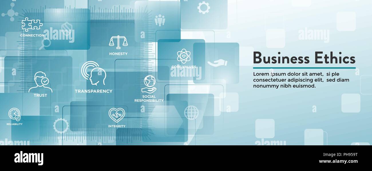 Business Ethics Web Banner Icon Set - Honesty, Integrity, Commitment ...