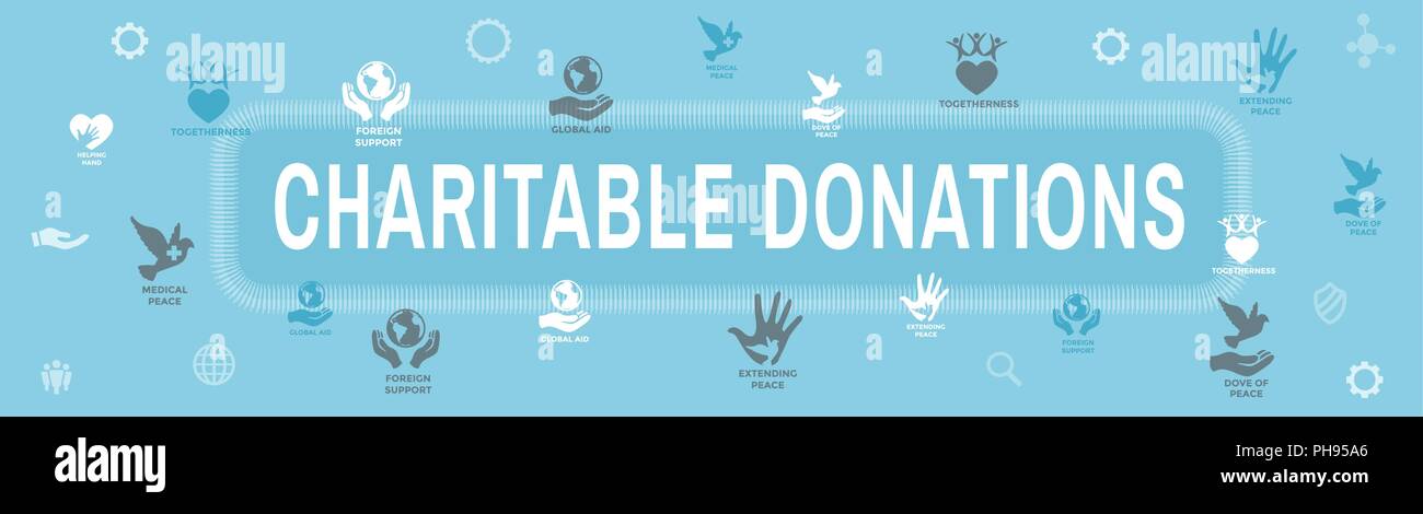 Charity and relief work - Charitable Giving Web banner - icon set Stock ...