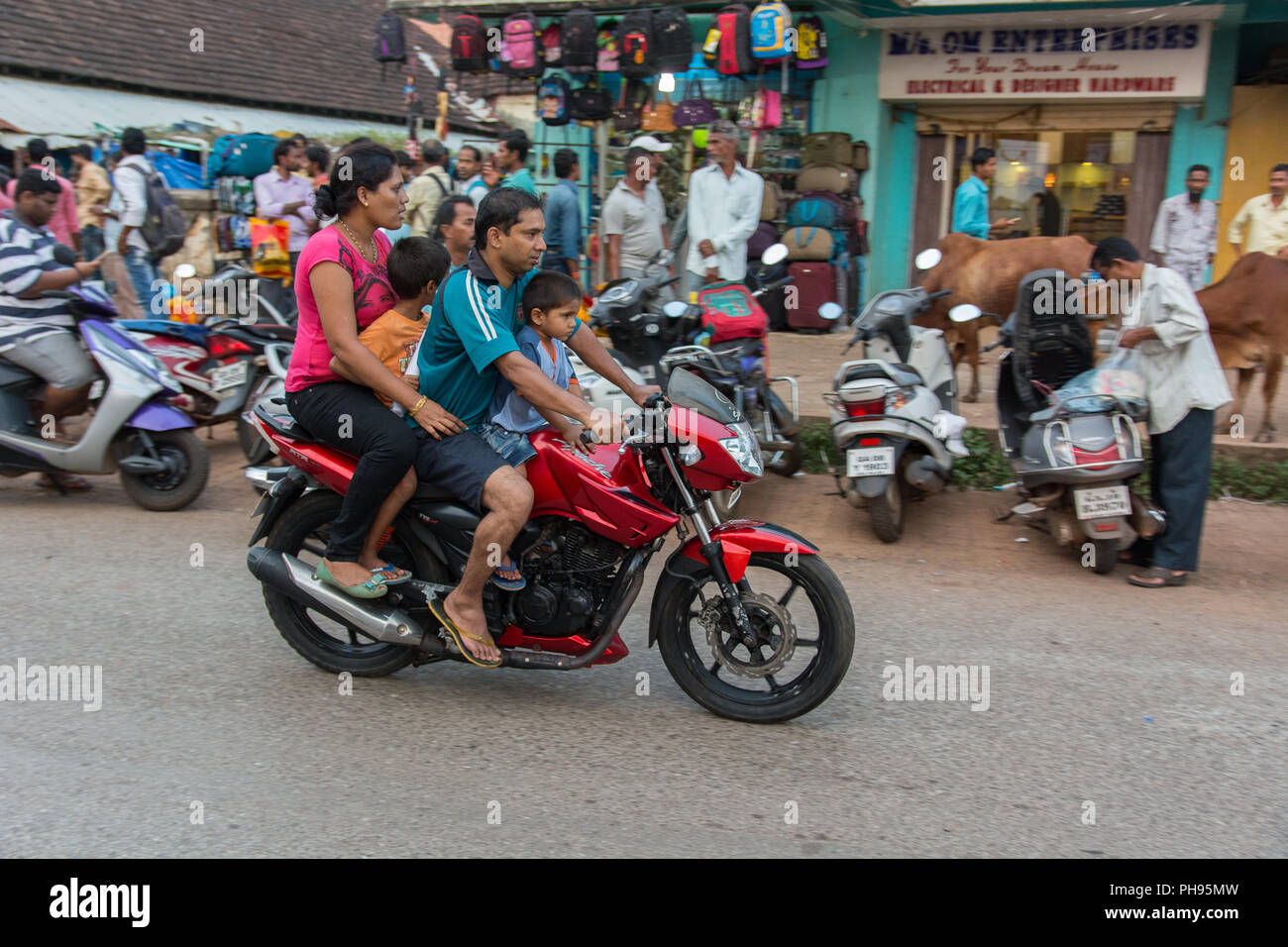 Goa, India - July 8, 2018 - Typical traffic situation on indian street ...
