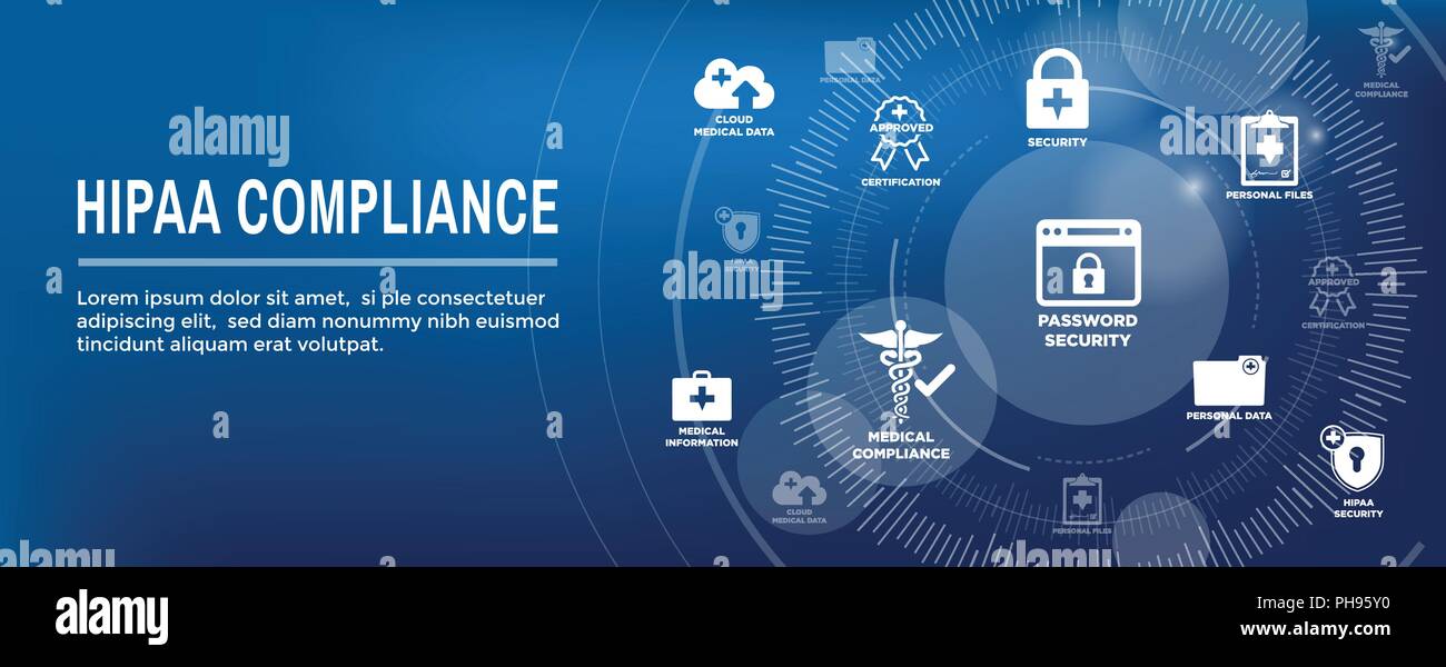 HIPAA Compliance Web Banner Header - Medical Icon Set and text Stock ...
