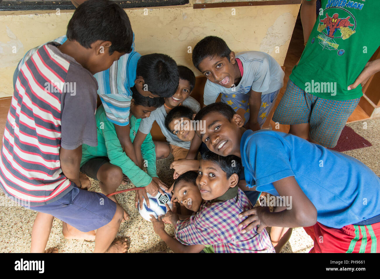 Mumbai, India - July 8, 2018 - Indian kids having fun in front of ...