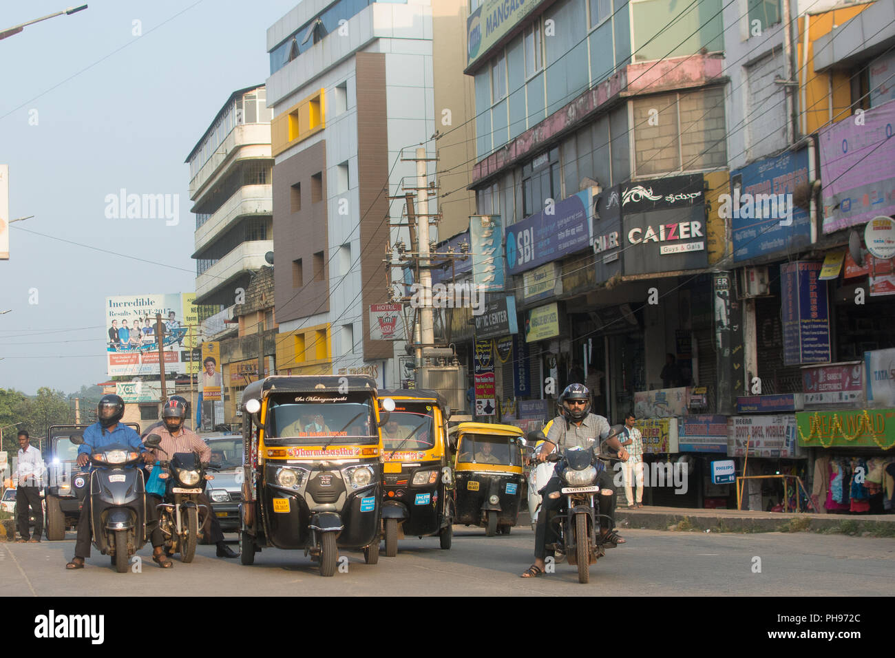 Goa, India - July 8, 2018 -Typical traffic situation on indian street ...