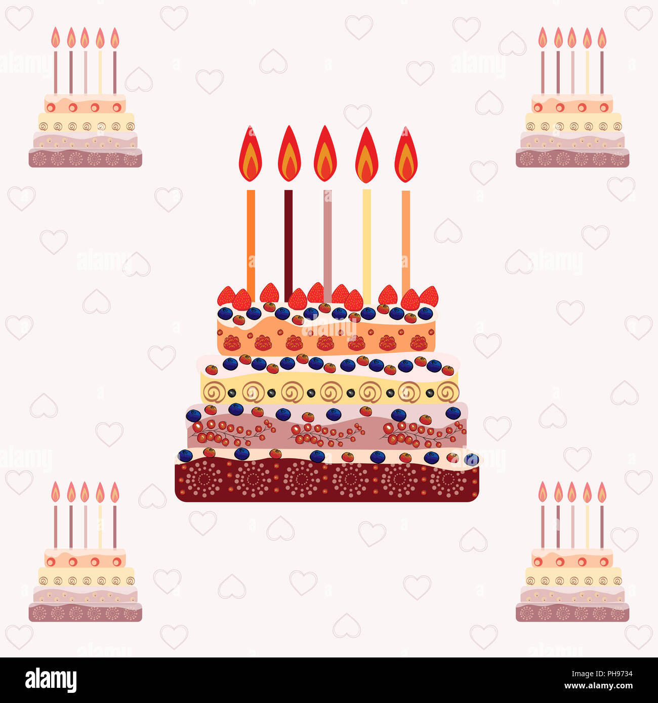 Birthday cake with five candles. Five years Stock Photo - Alamy