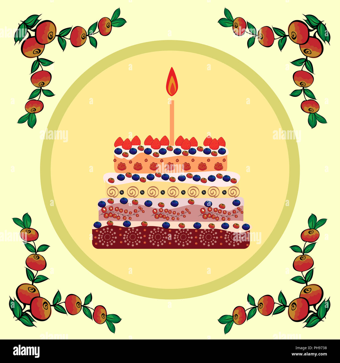 Birthday cake with one candle Stock Photo - Alamy