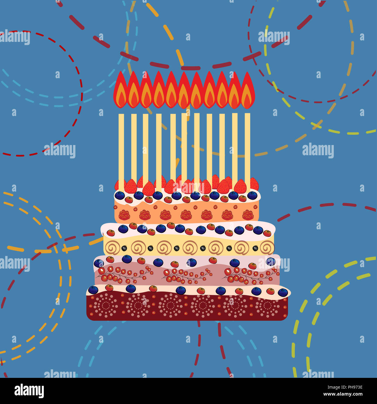 Birthday cake with eleven candles. Eleven years Stock Photo - Alamy