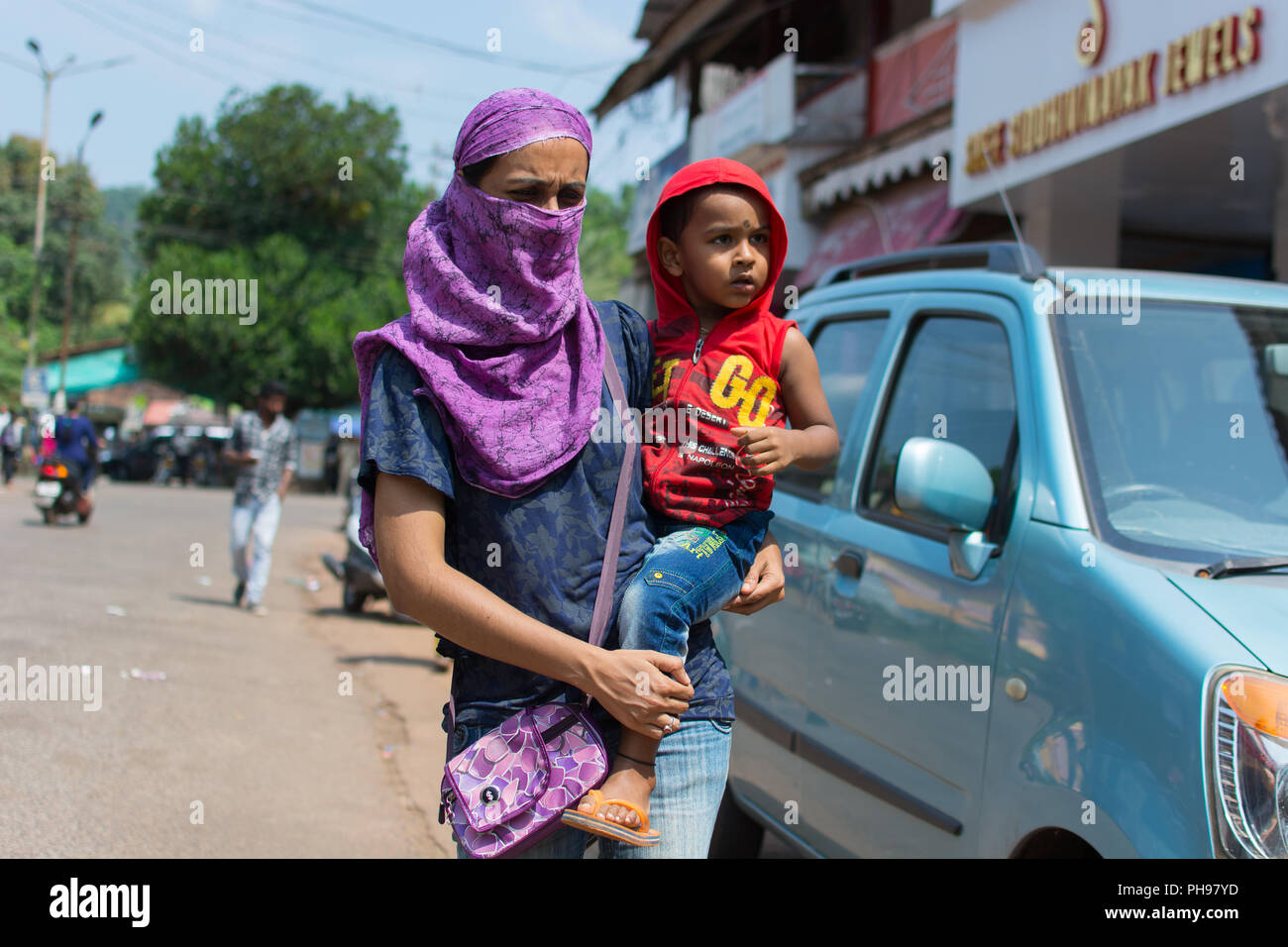Goa, India - July 8, 2018 - Women on indian street in Gokarna Stock ...