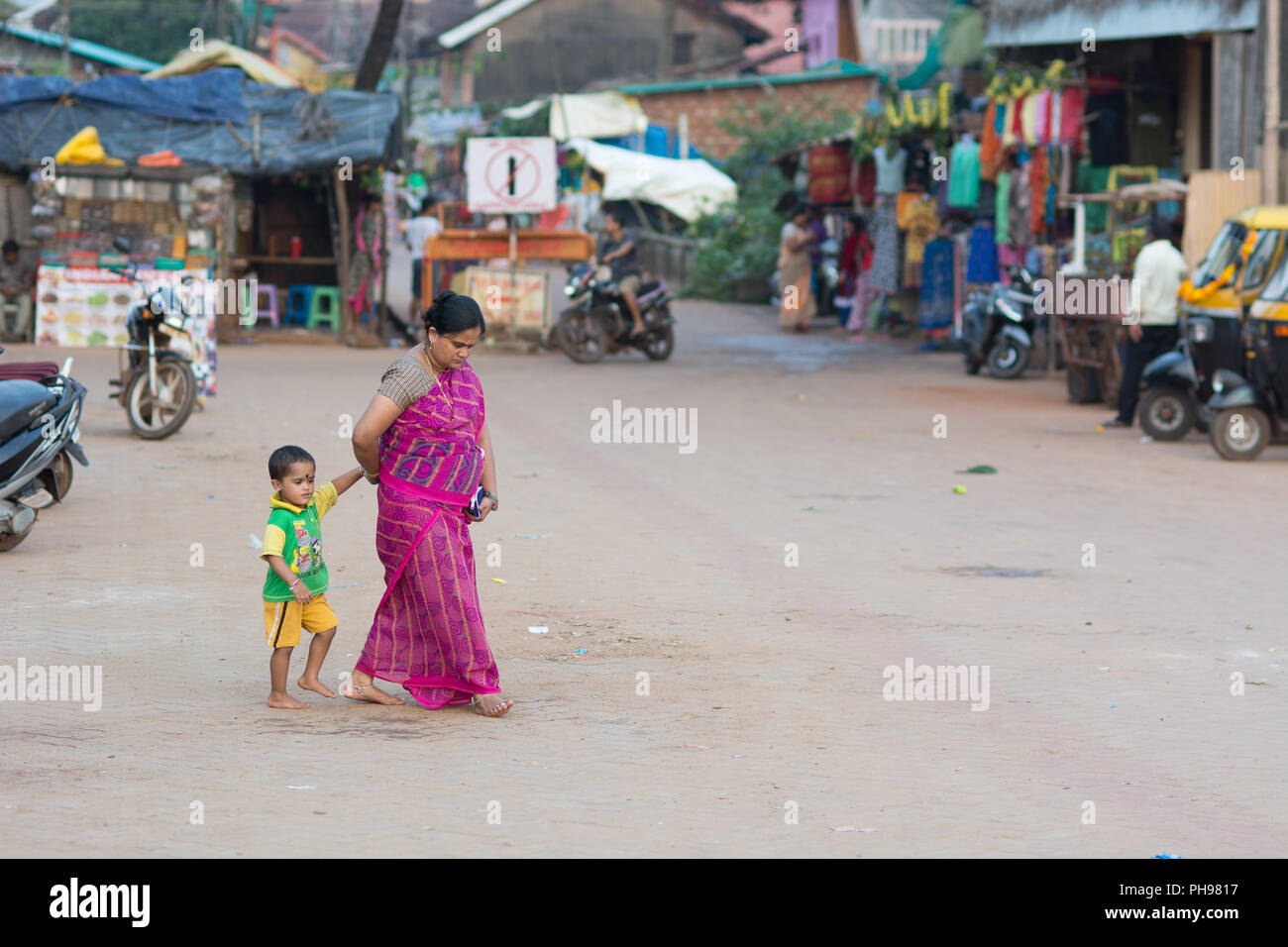 Goa, India - July 8, 2018 - Women on indian street in Gokarna Stock ...