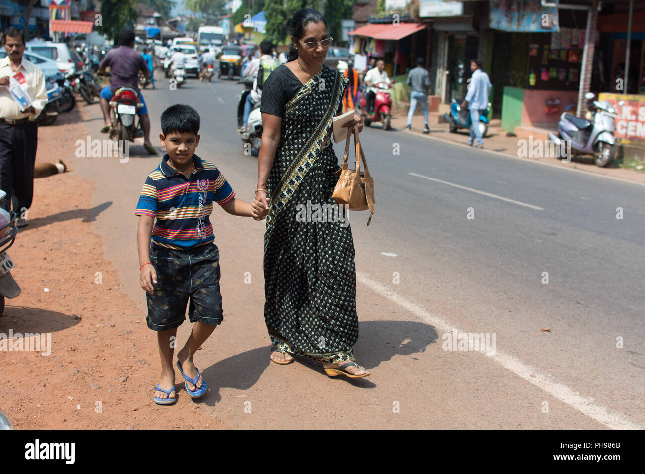 Goa, India - July 8, 2018 - Women on indian street in Canacona - Goa ...