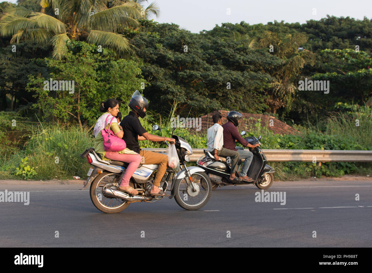 Goa, India - July 8, 2018 -Typical traffic situation on indian street ...