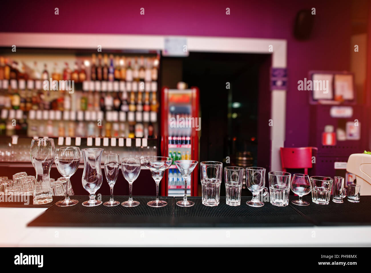 Set of collection cup glasses for bar drinks Stock Photo - Alamy
