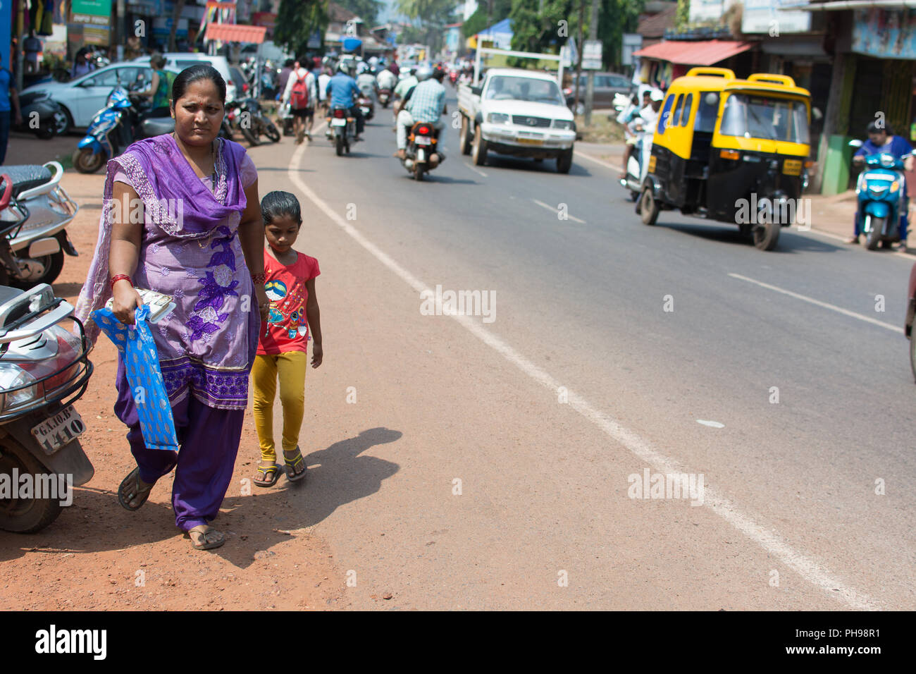 Goa, India - July 8, 2018 - Women on indian street in Canacona - Goa ...