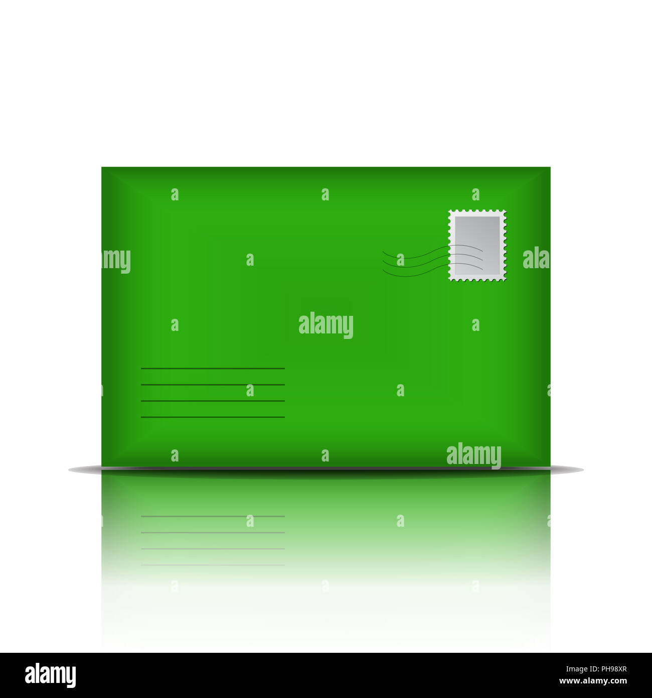 Green envelope isolated on white background Stock Photo - Alamy