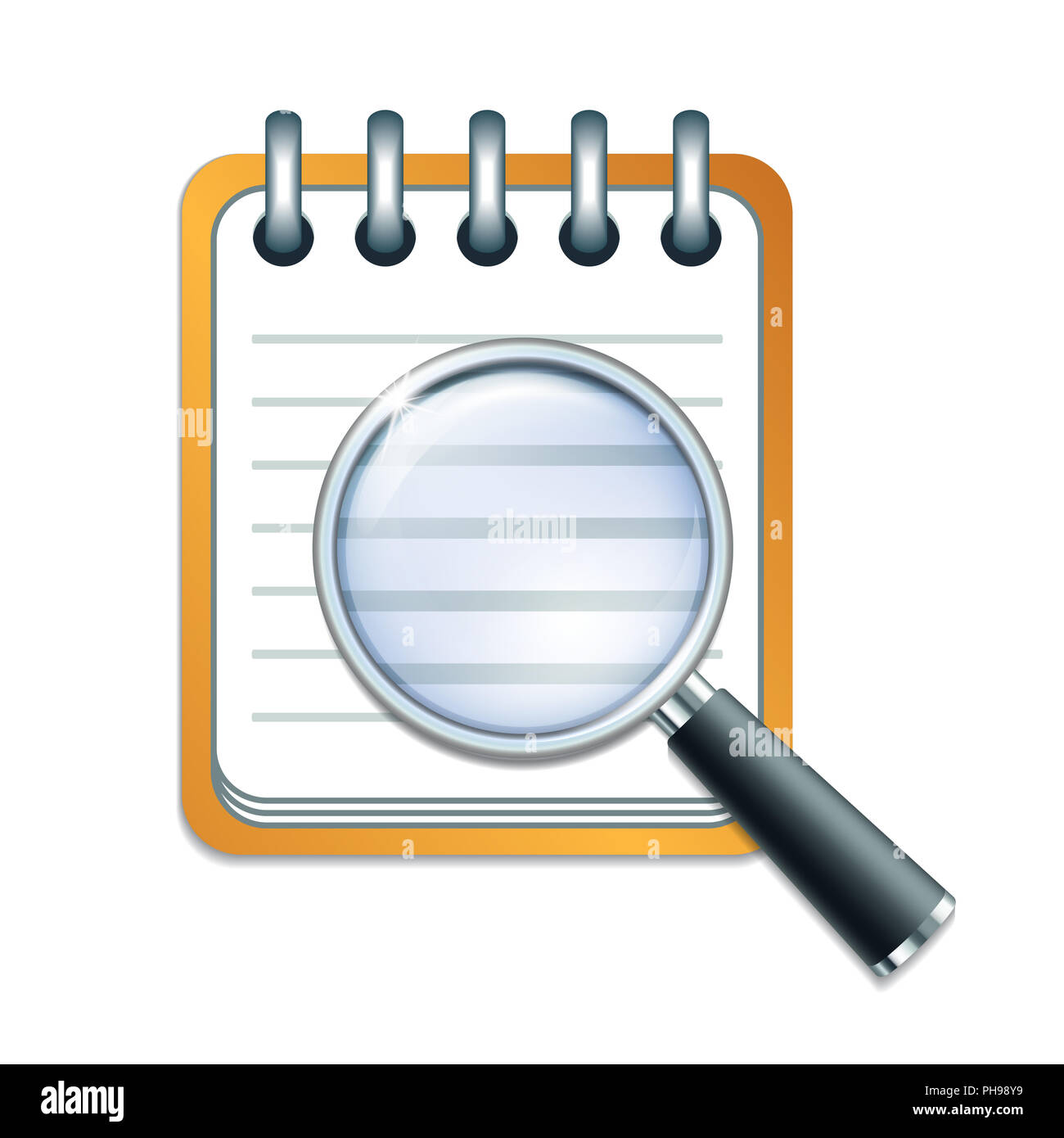 check list and magnifying glass Stock Photo - Alamy
