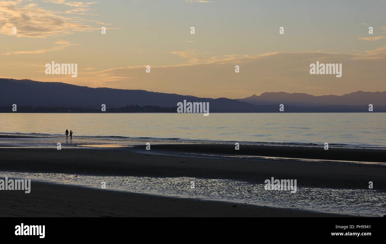 Pohara Beach at sunset, summer scene in New Zealand Stock Photo - Alamy