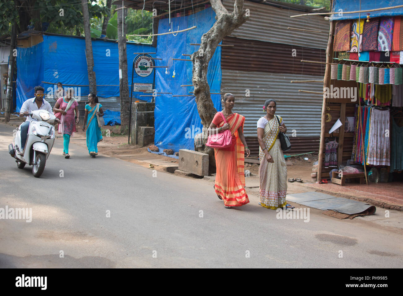 Goa, India - July 8, 2018 - Woman on indian street in Goa Stock Photo ...
