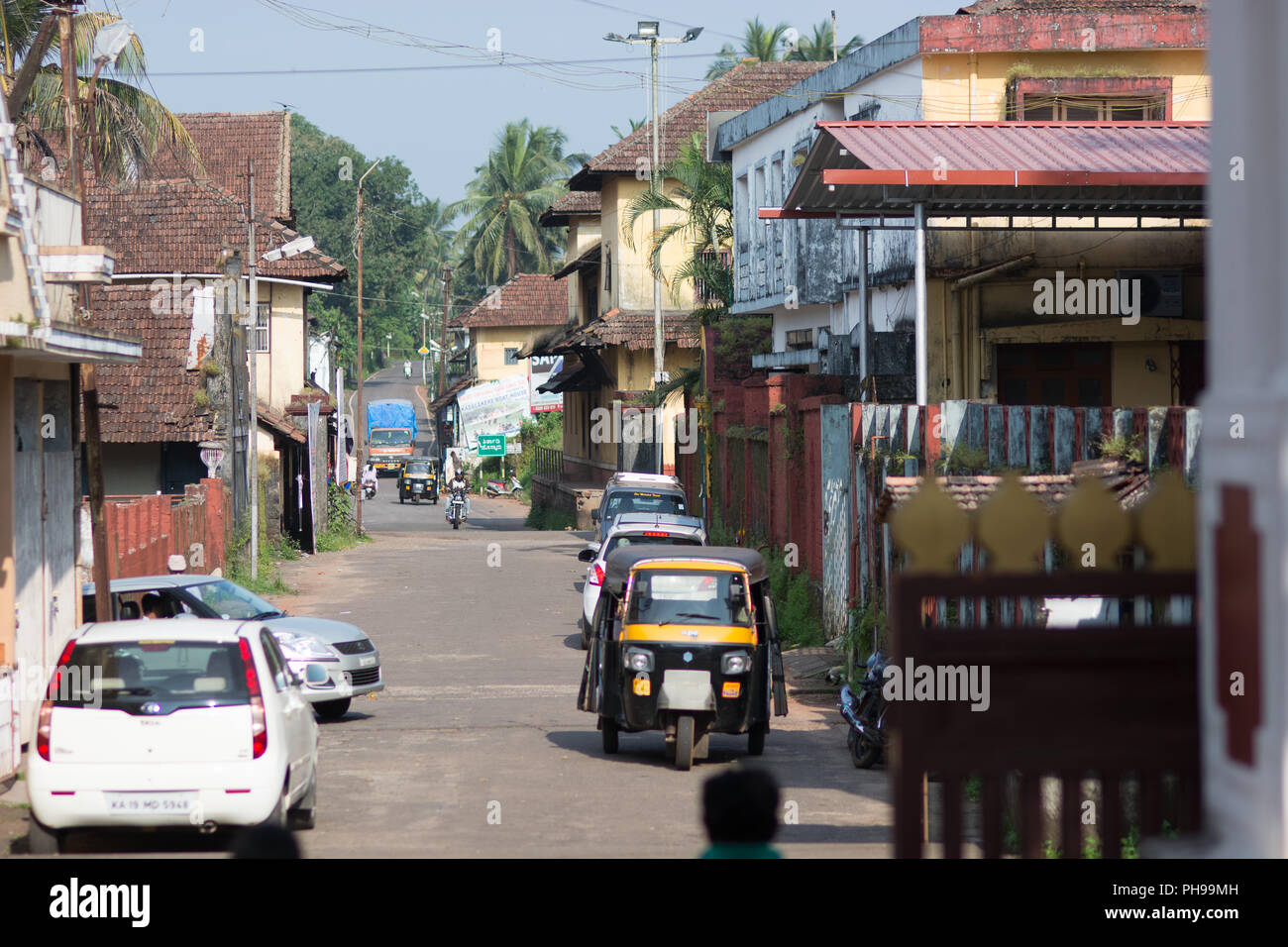 Goa, India - July 8, 2018 - Typical traffic situation on indian street ...