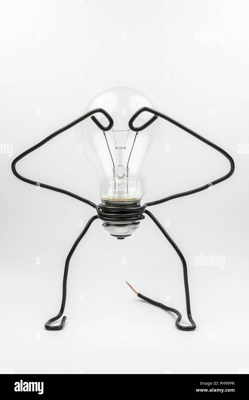 Fantasy figure of a light bulb and wire Stock Photo - Alamy