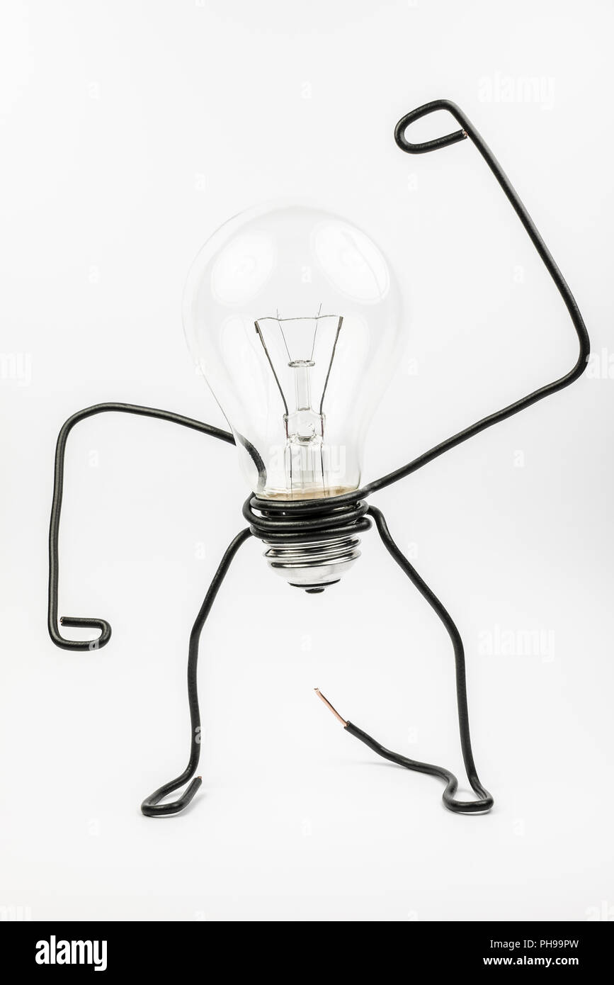 Fantasy figure of a light bulb and wire Stock Photo - Alamy