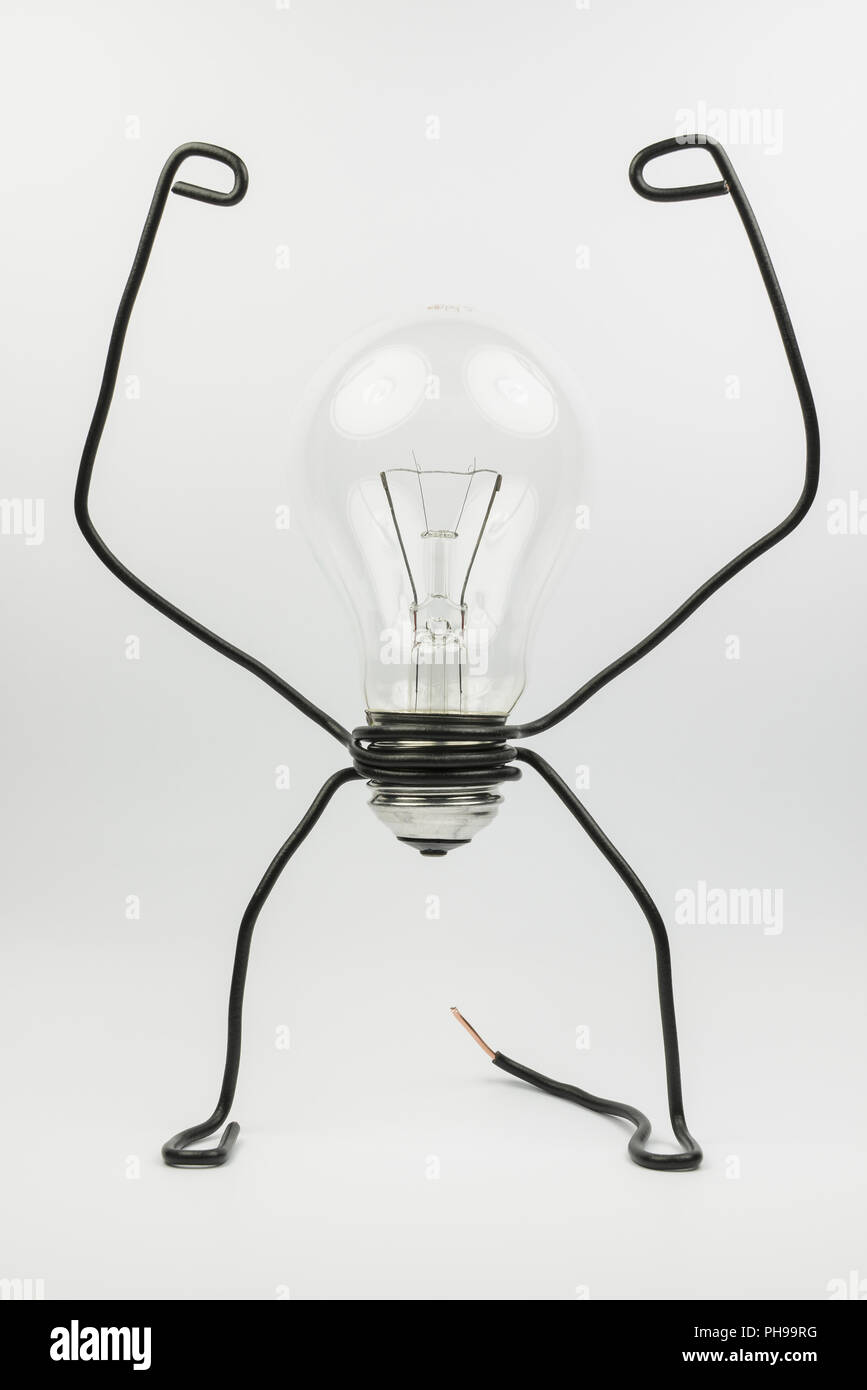 Fantasy figure of a light bulb and wire Stock Photo - Alamy