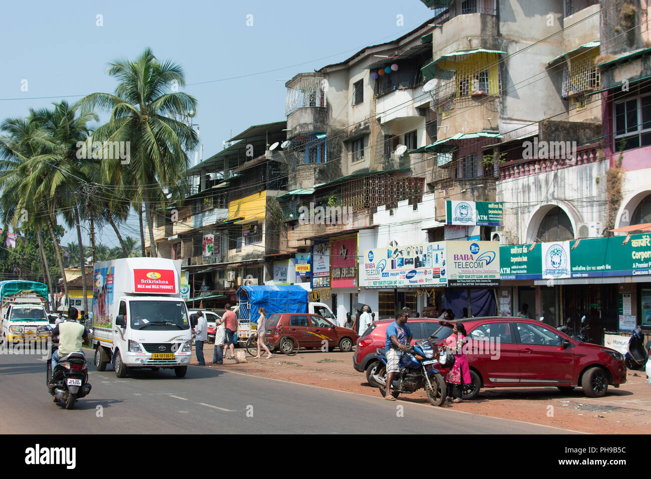 Goa, India - July 8, 2018 - Typical traffic situation on indian street ...