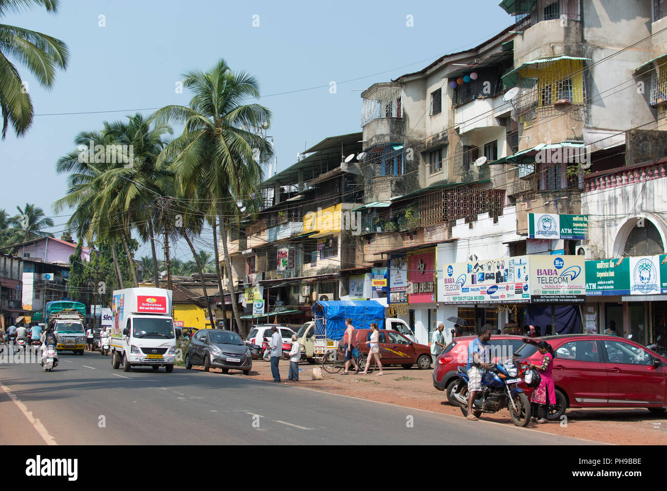 Goa, India - July 8, 2018 - Typical traffic situation on indian street ...