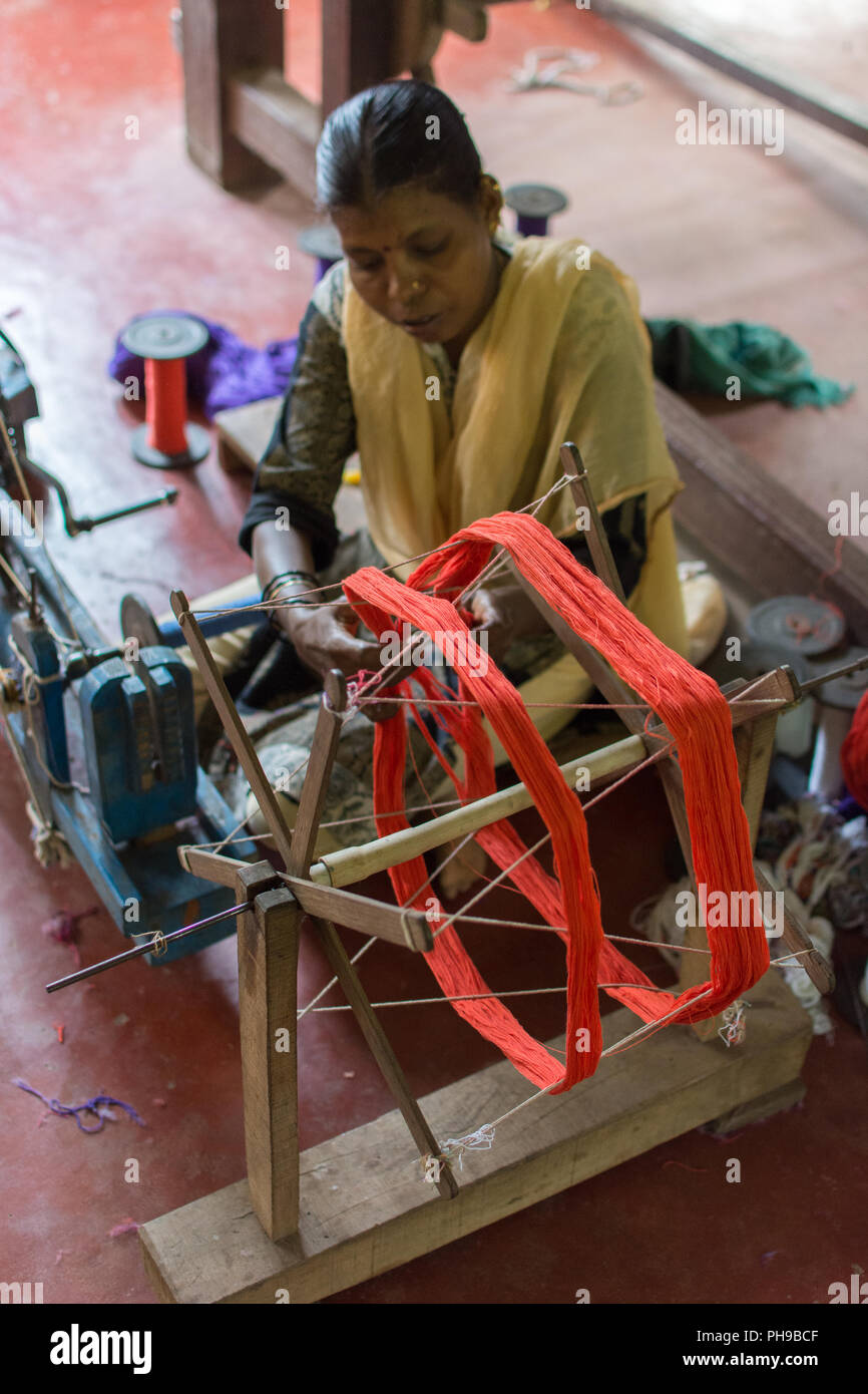 Mumbai, India - July 8, 2018 - Indian craftwoman weaving a carpet Stock ...