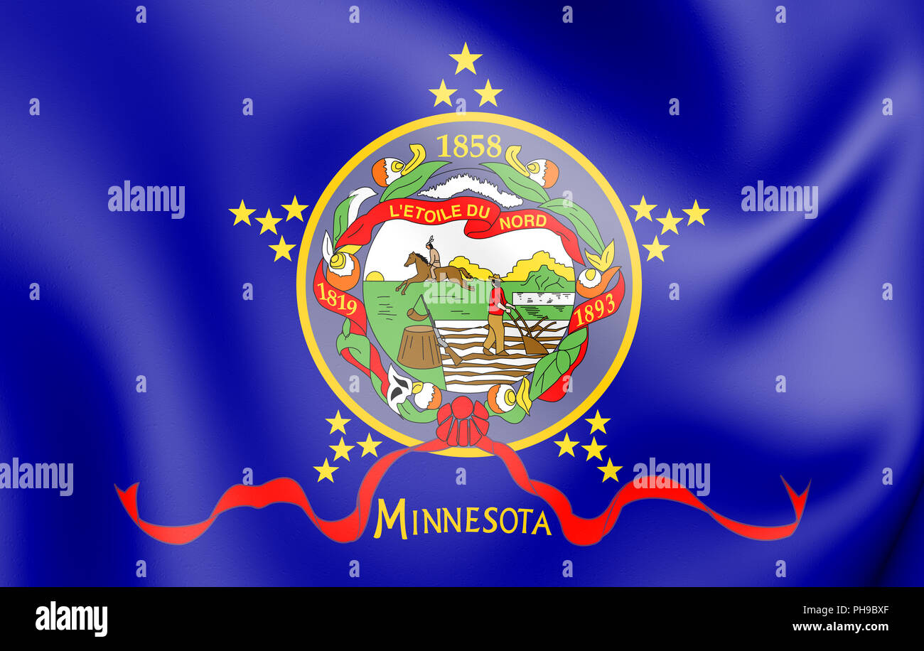 3D Flag of Minnesota (1893), USA. 3D Illustration Stock Photo - Alamy
