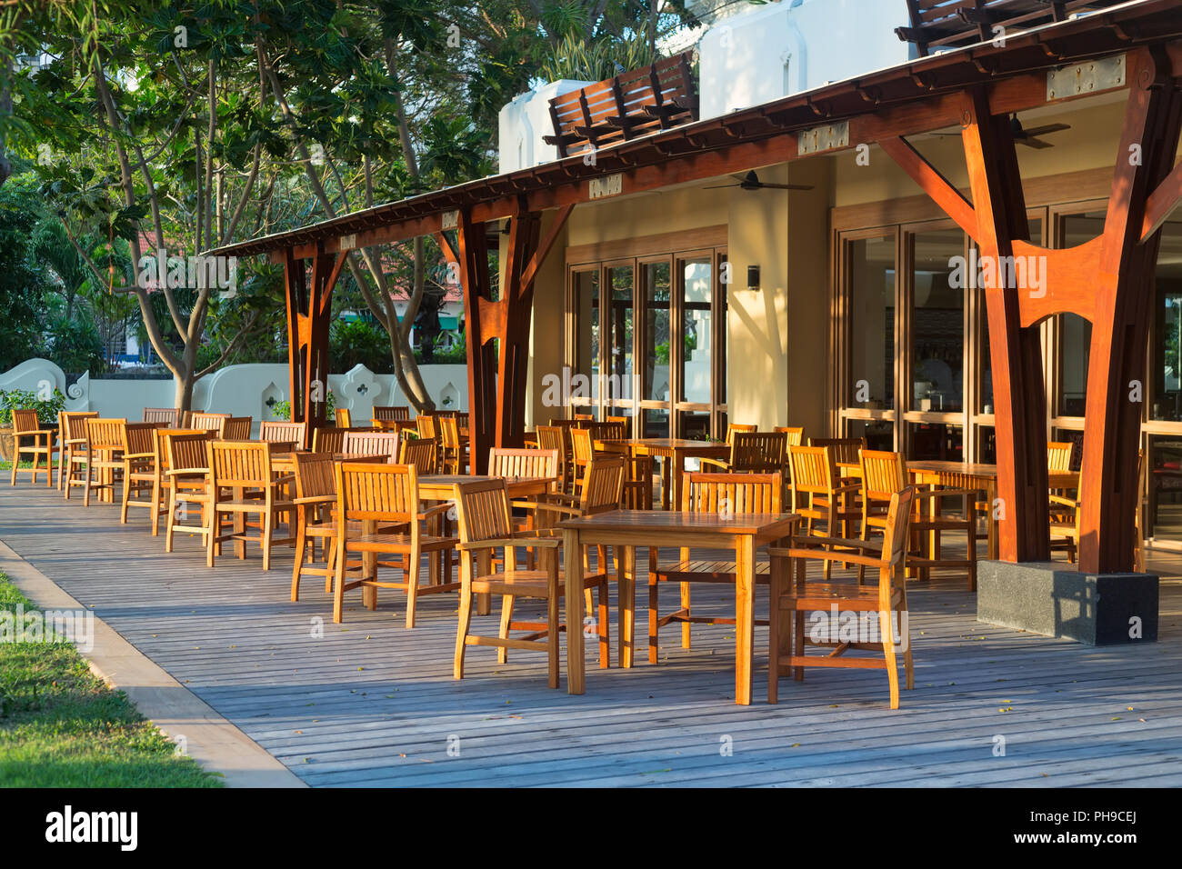 Empty restaurant interior in brown hi-res stock photography and images ...