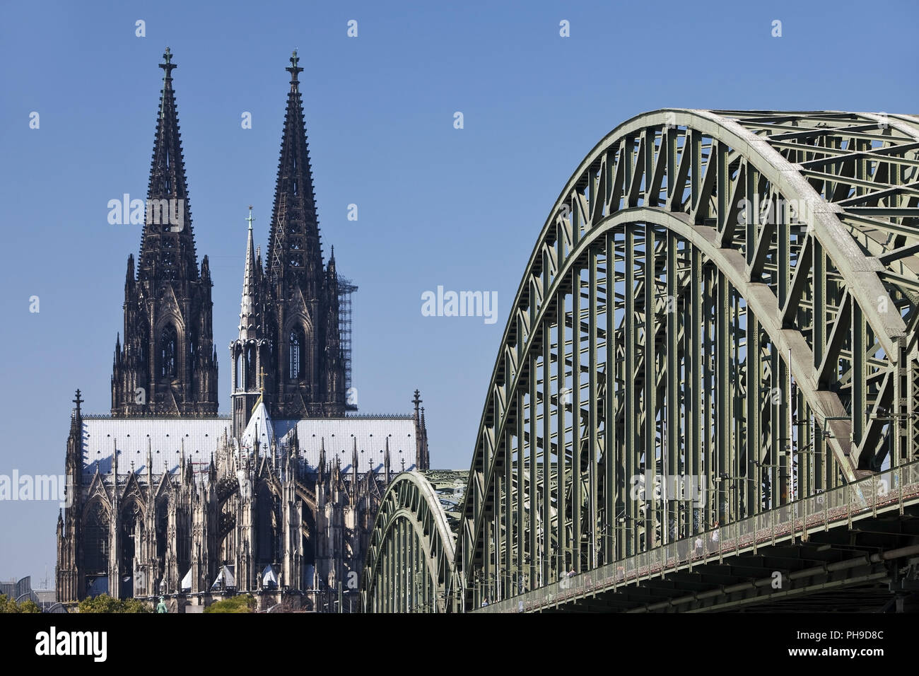 Cologne Cathedral with Hohenzollern Bridge, Cologne, North Rhine ...