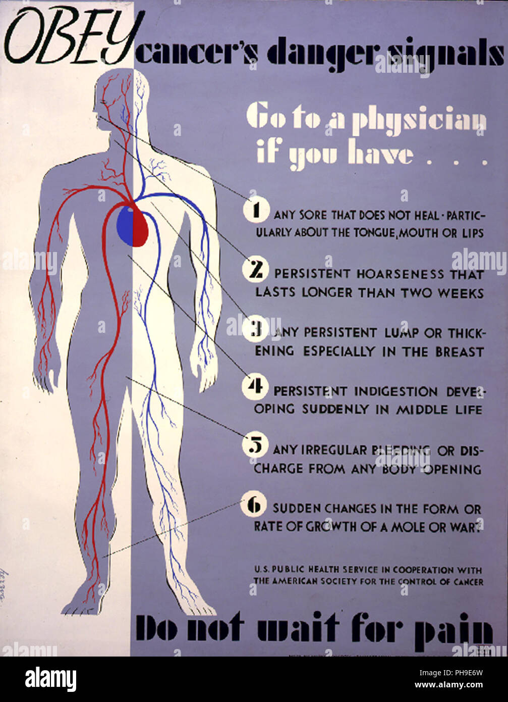 Poster encouraging early check-ups and treatment for cancer, showing ...
