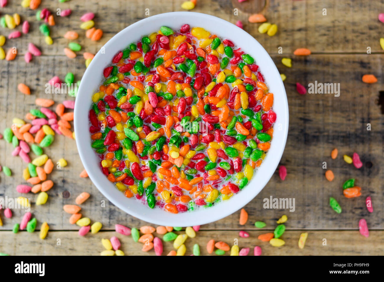 Colorful puffed rice in the bowl Stock Photo - Alamy