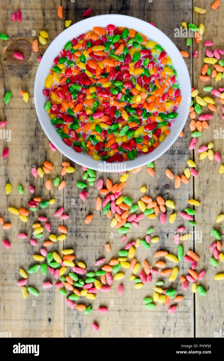 Colorful puffed rice in the bowl Stock Photo - Alamy