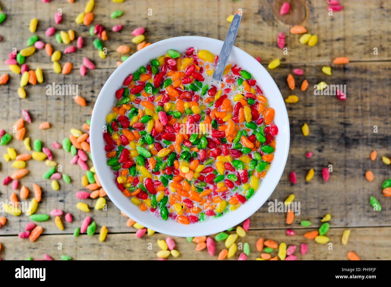 Colorful puffed rice in the bowl Stock Photo - Alamy