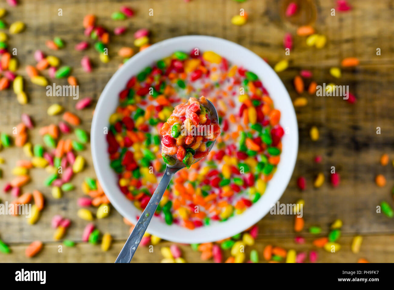 Colorful puffed rice in the bowl Stock Photo - Alamy