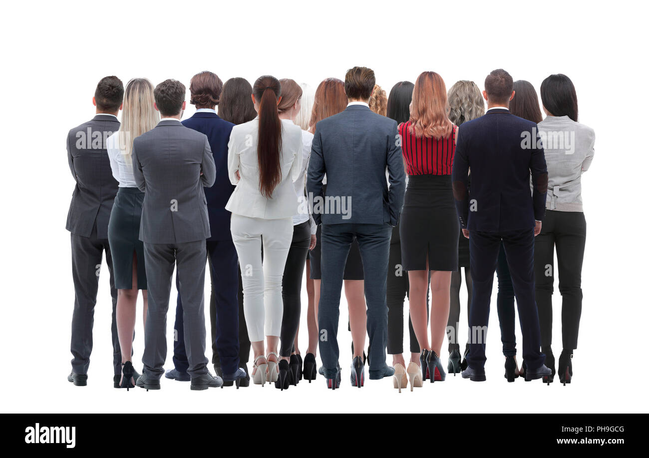 Back view group of business people. Rear view. Isolated over white ...