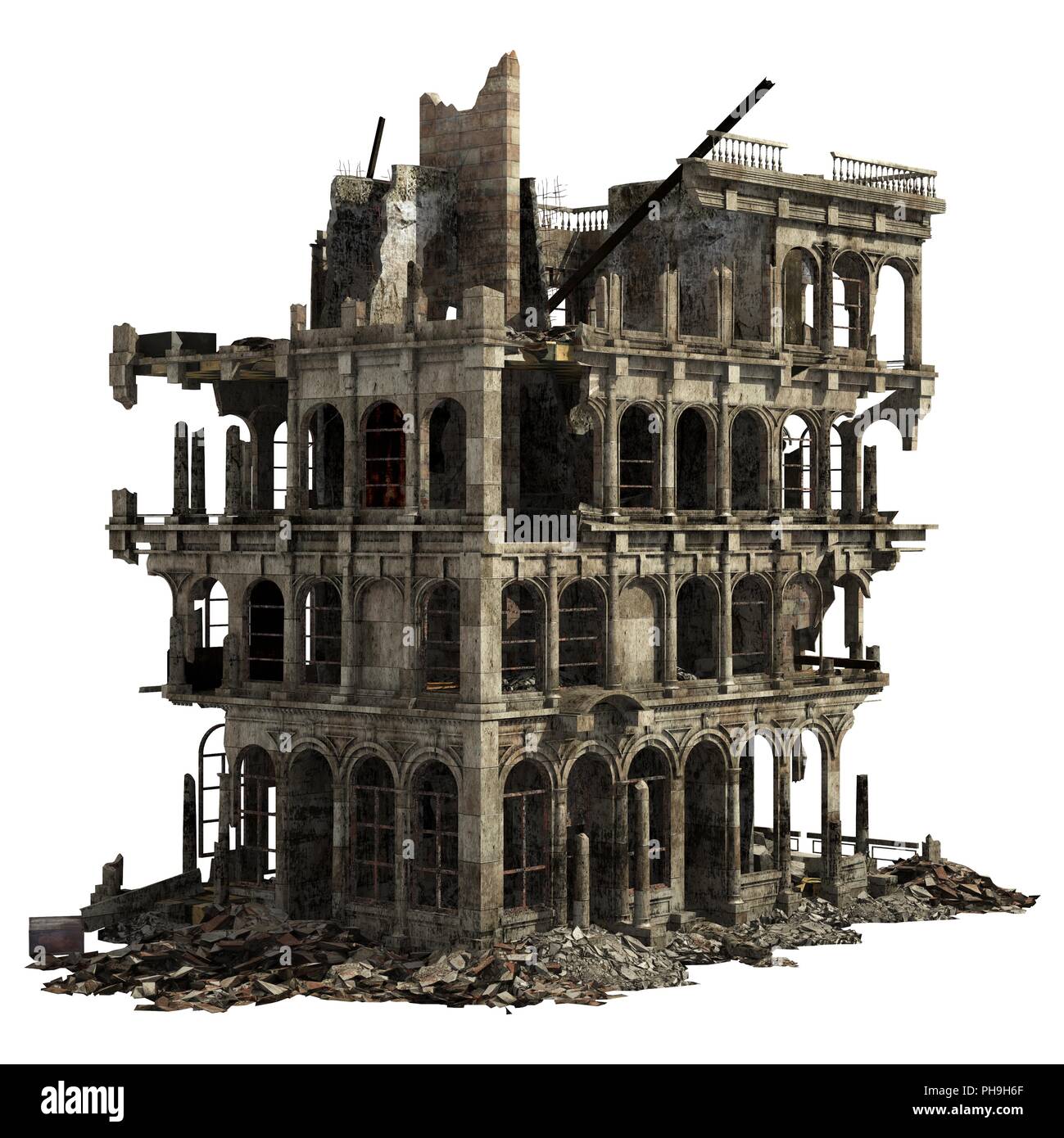 Destroyed building 3d hi-res stock photography and images - Alamy