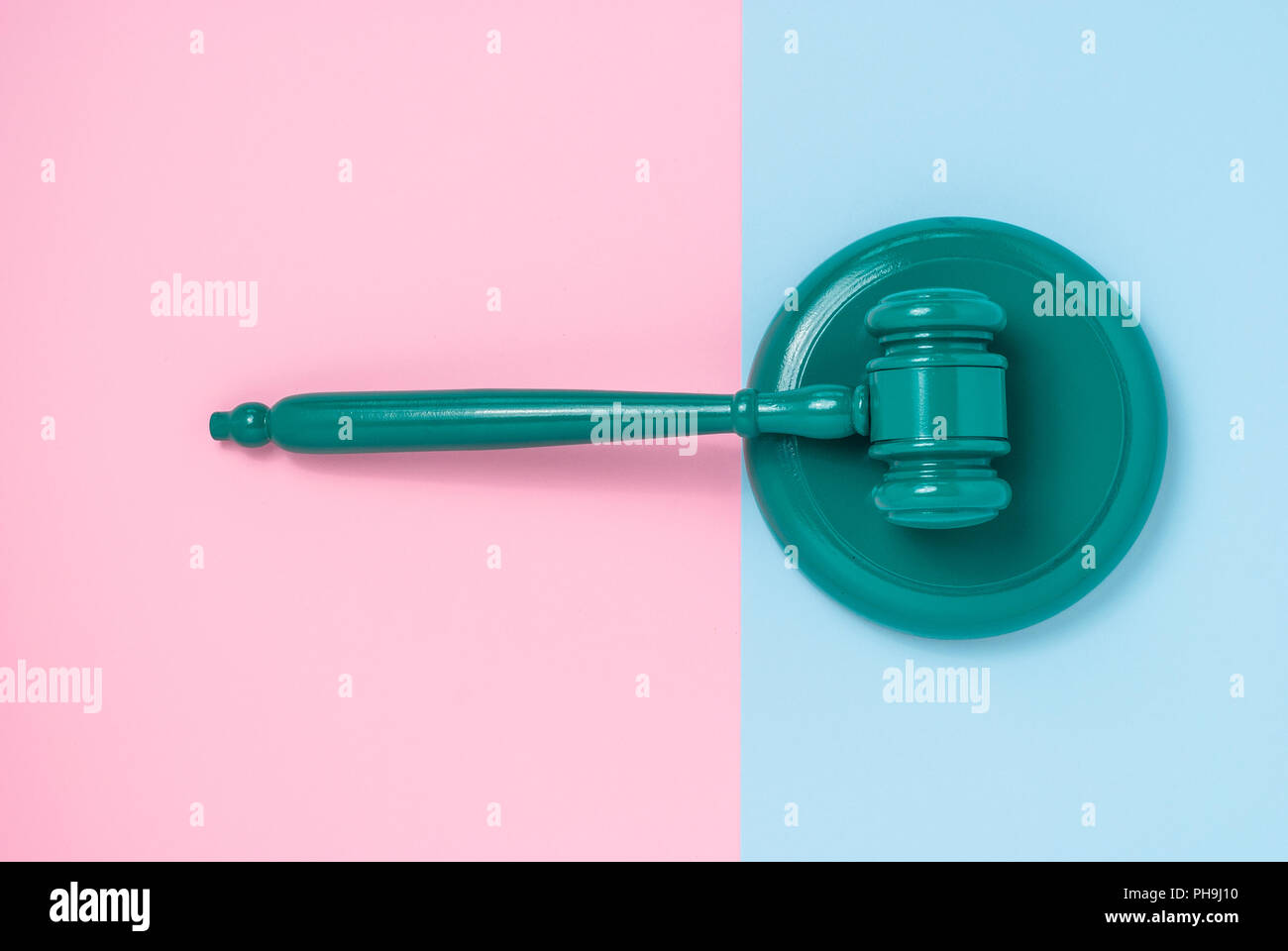 gavel of the judge on a pink and blue background, flat lay, pastel ...